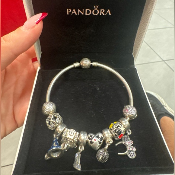 Pandora | Jewelry | Pandora Silver Bracelet With Disney Charms | Poshmark